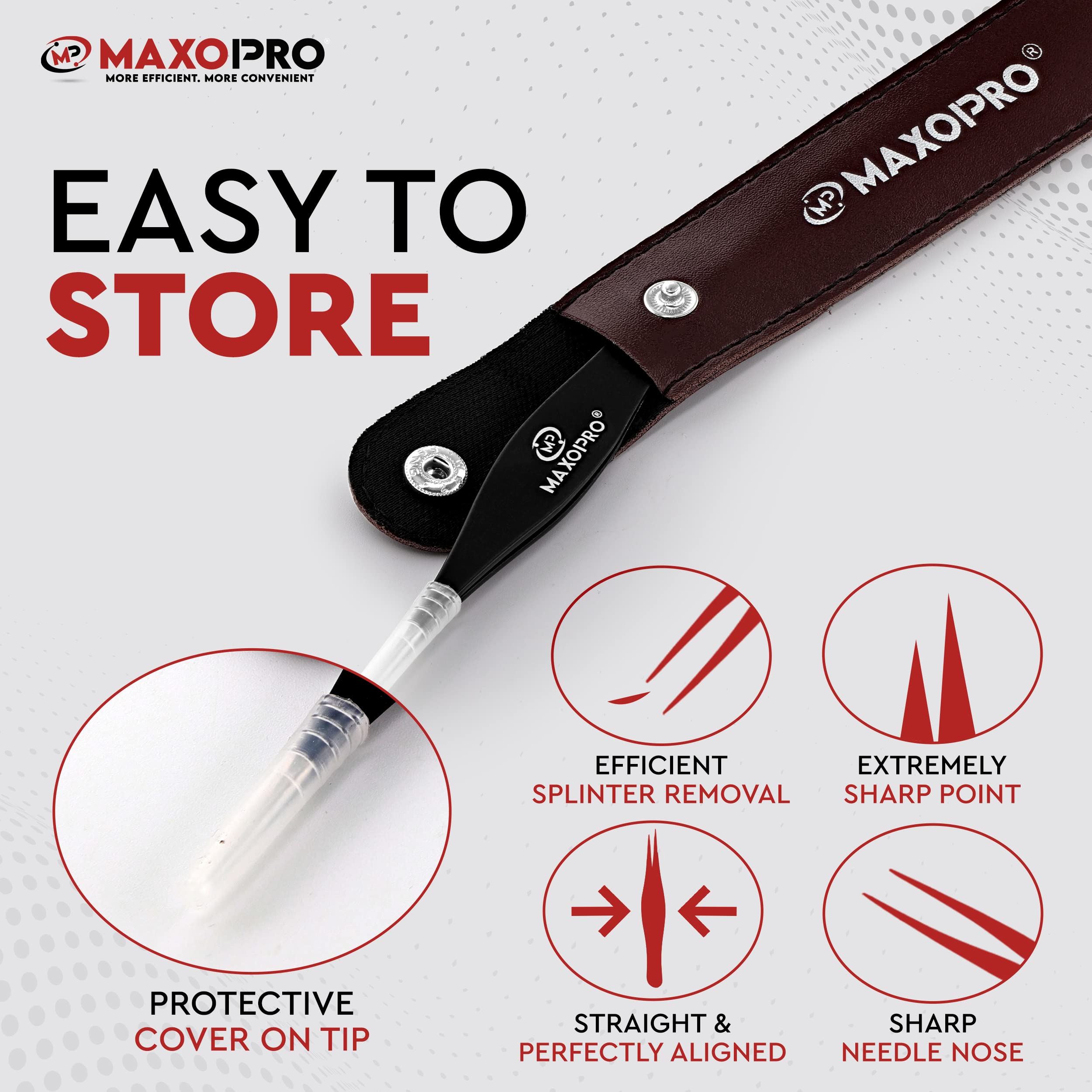 Professional Sharp Tweezers Pointed Tip | Stainless Steel, Fine Tip Needle Nose Tweezers for Women and Men | Facial & Eyebrow Hair, Ticks, Precision Splinter & Ingrown Hair Removal by MAXOPRO – Black