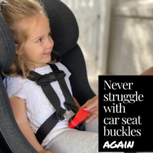 UnbuckleMe Car Seat Buckle Release Tool and Black Leather Wristlet Keychain and Credit Card Holder - Less Stress On The Go with Kids in Car Seats - As Seen on Shark Tank - Bundled Offer (Red)