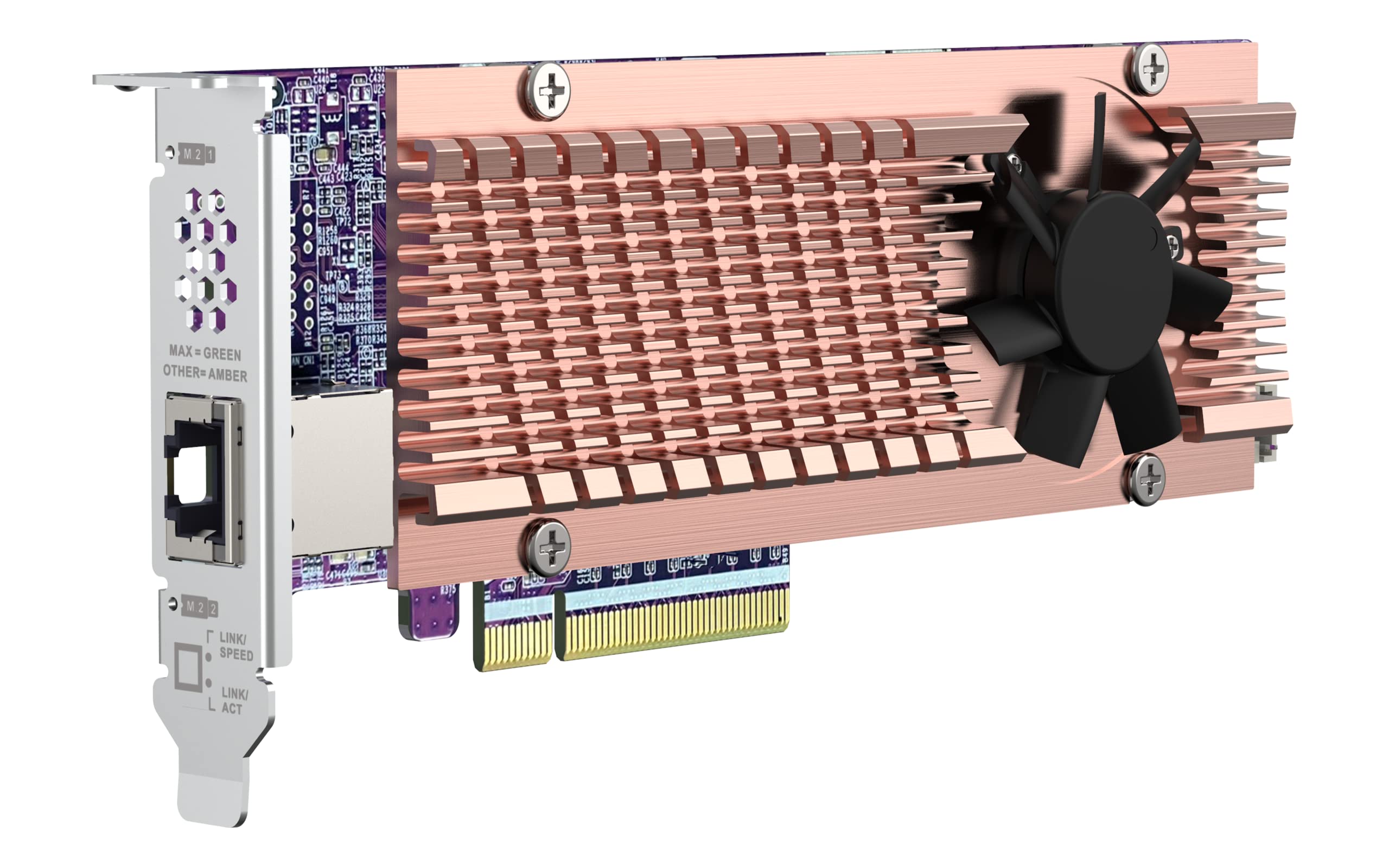 QNAP QM2-2P410G1T 2 x PCIe Gen4 NVMe SSD & 10GbE (10G/5G/2.5G/1G/100M) Port Expansion Card to Enhance Performance