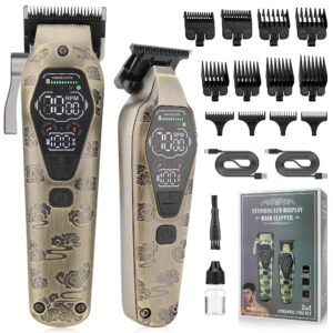 karrte professional hair clippers and trimmer kit for men,barber clipper set cordless hair cutting,beard trimmer grooming haircut kit (golden)