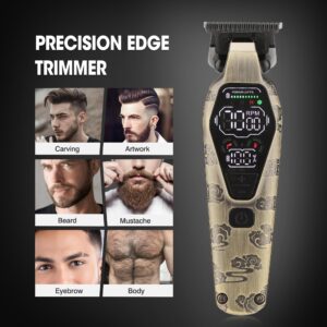 Karrte Professional Hair Clippers and Trimmer Kit for Men,Barber Clipper Set Cordless Hair Cutting,Beard Trimmer Grooming Haircut Kit (Golden)