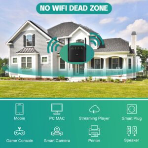 WiFi Extender, AILIYZ WiFi Booster Signal Booster for Home 2.4G /5G Wireless Internet Repeater with Ethernet Port, 1200Mbps WiFi Range Extender for Indoor and Outdoor (Black)