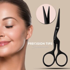 Beauty & Crafts 3 in 1 Eyebrow Scissors,Nose Scissors and Eyebrow Comb Brush - German Steel Eyebrow Grooming Kit for Men & Women (Black)