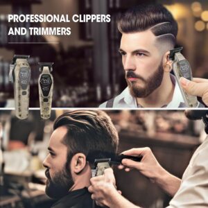 Karrte Professional Hair Clippers and Trimmer Kit for Men,Barber Clipper Set Cordless Hair Cutting,Beard Trimmer Grooming Haircut Kit (Golden)