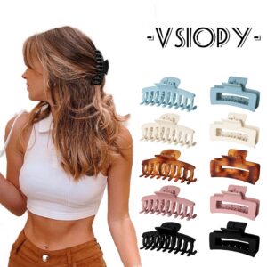 Vsiopy 10pcs Hair Claw Clips for Women - 3.5 Inch Nonslip Medium Large Clamps for Thin Hair, 5 Pack Strong Hold Square Jaw Clips