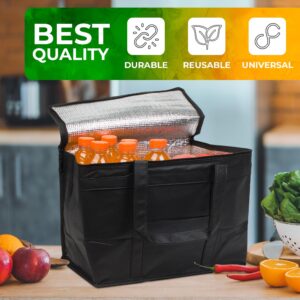 PUREVACY Insulated Food Delivery Bag, 13 x 14 x 8 Inch. 2 Pack Insulated Reusable Grocery Bags with Zipper. Polyester, Aluminum-Coated Insulated Bags for Food Delivery. Catering Bag for Food