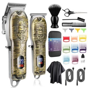 karrte® professional hair clippers for men hair trimmer barber clippers set beard trimmer cordless hair cutting grooming haircut kit with t-blade zero gapped rechargeable adjustable led display