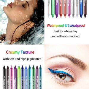 RDGWFB 21 Colors Eyeliner Pen Set, Eyeliner Pencil Set, Waterproof Colorful Eyeliner Kit Long Lasting Eyeshadow Pencil Eye&Lip Liner Professional Eye Makeup Set Pearl Eye Liner for Women