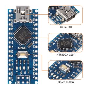 DWEII 2 PCS Nano Board V3.0 ATmega328P with 2Pcs Cable Compatible with Arduino Nano V3.0 with Pin Headers Pin Unsoldered