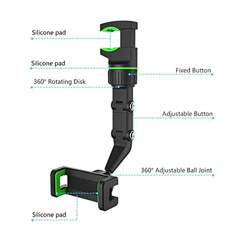 GHJGH Car Multifunctional Mount Phone and GPS Holder Universal Rotating Car Phone Holder, Multifunctional Rearview Mirror Phone Holder for Car (A+B)