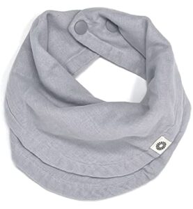 kishu baby indi infinity scarf bib - super soft organic cotton muslin drool bib with snaps (cool gray)