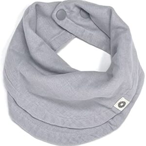 Kishu Baby Indi Infinity Scarf Bib - Super Soft Organic Cotton Muslin Drool Bib with Snaps (Cool Gray)