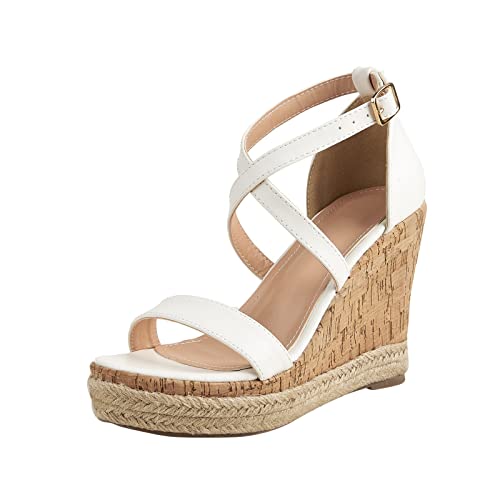 sckarle Sandals for Women,Casual Summer Platform Sandals,Open Toe Wedge Sandals,Cross Strap Buckle Sandals