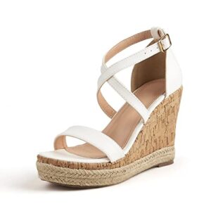 sckarle Sandals for Women,Casual Summer Platform Sandals,Open Toe Wedge Sandals,Cross Strap Buckle Sandals