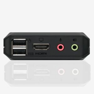 IOGEAR KVM 2-Port USB HDMI Cable KVM with Remote – 4096x2160 60Hz – Plug-n-Play - USB Hub and USB Peripheral Sharing - Attached HDMI and USB KVM Cables - Windows, Mac, and Linux - GCS92HU