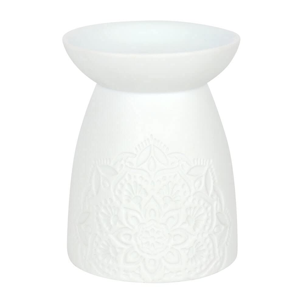 Something Different Ceramic Mandala Oil Burner (12.5cm x 9.5cm x 9.5cm) (White)