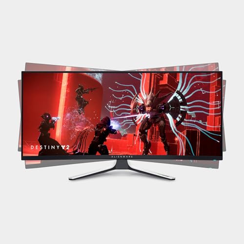 Alienware AW3423DW Curved Gaming Monitor 34.18 inch Quantom Dot-OLED 1800R Display, 3440x1440 Pixels at 175Hz, True 0.1ms Gray-to-Gray, 1M:1 Contrast Ratio, 1.07 Billions Colors - Lunar Light