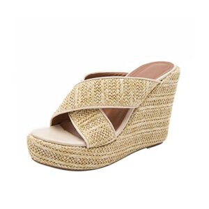 sckarle sandals for women,casual summer slides sandals,open toe espadrille wedge sandals,cross strap backless sandals