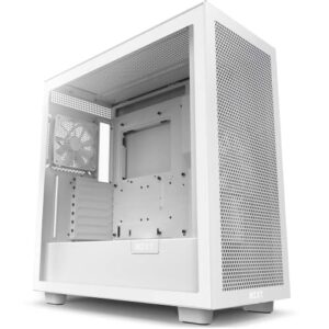 nzxt h7 flow - cm-h71fw-01 - atx mid tower pc gaming case - front i/o usb type-c port - quick-release tempered glass side panel - white