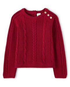 gymboree baby girls and toddler long sleeve cable knit sweaters shirt, salsa red, 4t us