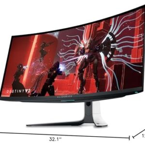 Alienware AW3423DW Curved Gaming Monitor 34.18 inch Quantom Dot-OLED 1800R Display, 3440x1440 Pixels at 175Hz, True 0.1ms Gray-to-Gray, 1M:1 Contrast Ratio, 1.07 Billions Colors - Lunar Light