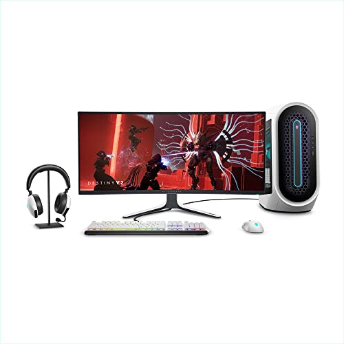 Alienware AW3423DW Curved Gaming Monitor 34.18 inch Quantom Dot-OLED 1800R Display, 3440x1440 Pixels at 175Hz, True 0.1ms Gray-to-Gray, 1M:1 Contrast Ratio, 1.07 Billions Colors - Lunar Light