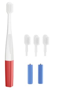 blenpapa kids sonic electric toothbrush with battery powered 31000vpm high vibration, soft bristles, red