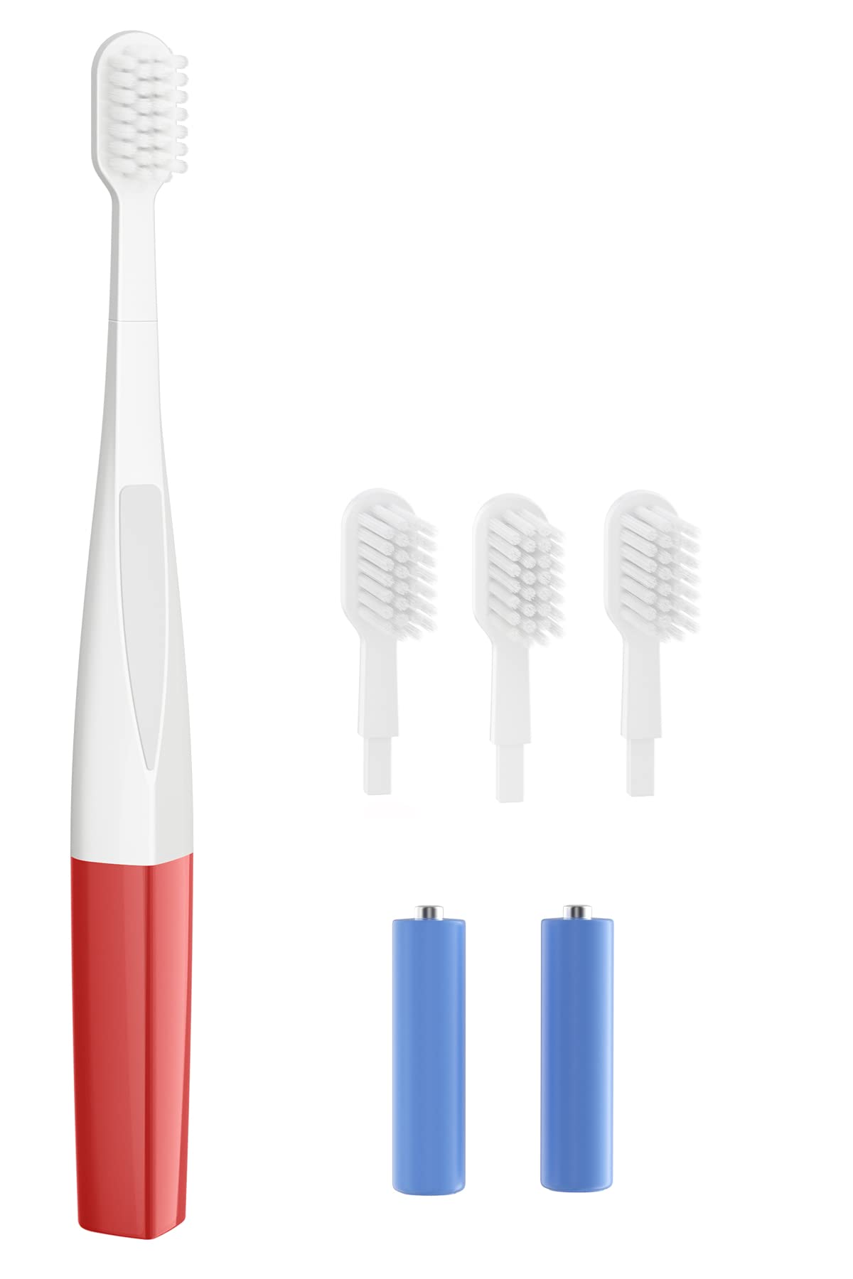 Blenpapa Kids Sonic Electric Toothbrush with Battery Powered 31000VPM High Vibration, Soft Bristles, Red