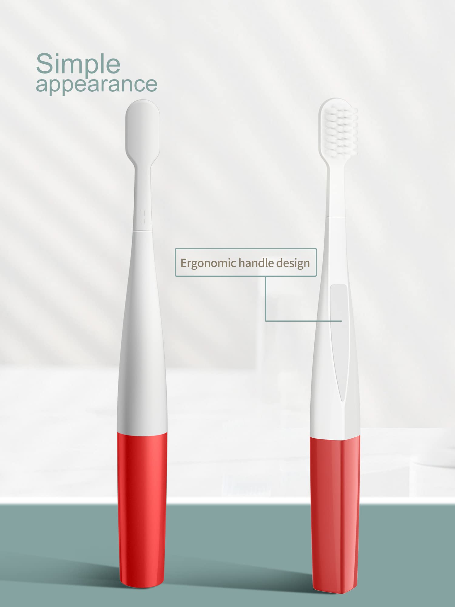 Blenpapa Kids Sonic Electric Toothbrush with Battery Powered 31000VPM High Vibration, Soft Bristles, Red