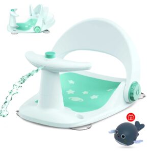 baby bath seat, bath seat for babies 6 months & up, bath seats for babies sitting up, non-slip infant bath seat with adjustable backrest support/4 strong suction cup, foldable toddler bath seat