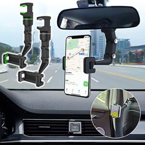 GHJGH Car Multifunctional Mount Phone and GPS Holder Universal Rotating Car Phone Holder, Multifunctional Rearview Mirror Phone Holder for Car (A+B)