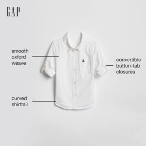 GAP Baby Boys Toddler Oxford Convertible Button Down Shirt, White000, 2T US