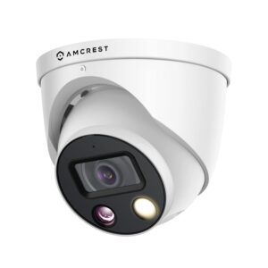 amcrest ultrahd 4k (8mp) ai outdoor security turret poe ip camera, 4k @20fps, face detection, vehicle & human detection, spotlight, built-in siren alarm, built in microphone, ip8m-td2685ew-ai