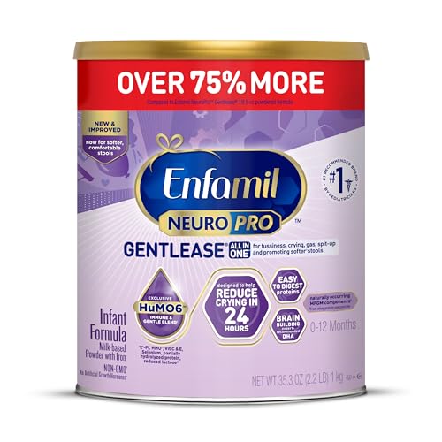 Enfamil NeuroPro Gentlease Baby Formula, Brain Building DHA, HuMO6 Immune Blend, Designed to Reduce Fussiness, Crying, Gas & Spit-up in 24 Hrs, Prebiotics to Promote Softer Stools, Baby Milk, 27.4 Oz