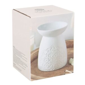 Something Different Ceramic Mandala Oil Burner (12.5cm x 9.5cm x 9.5cm) (White)