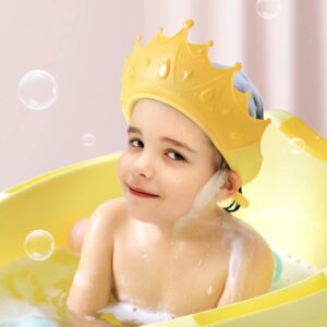 Baby Shower Cap, Bath Head Cap Visor for Washing Hair Girls Boys Protect Ears Eyes, Adjustable Shower Cap Kids(Yellow)