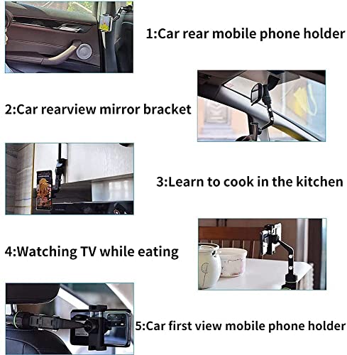 GHJGH Car Multifunctional Mount Phone and GPS Holder Universal Rotating Car Phone Holder, Multifunctional Rearview Mirror Phone Holder for Car (A+B)