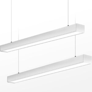 barrina led linear light, 4ft 45w 4500lm 5000k, seamless connection suspended light fixtures, linkable 4ft led shop light for office, market, garage, etl listed series 9966, 2 pack white