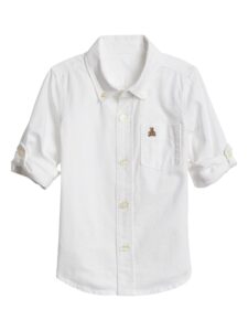 gap baby boys toddler oxford convertible button down shirt, white000, 2t us