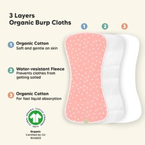 KeaBabies Burp Cloths Bundle - 5 Pack Ultra Absorbent Burping Cloth (Pink Dreams & Sweet Charm)