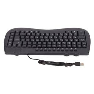 Dilwe Compact Gaming Office Keyboard, 87 Key Wired Mini USB Interface Desktop Computer Mute Ultra Thin Keyboard Multimedia Keyboard Quiet Clicks(Arabic)