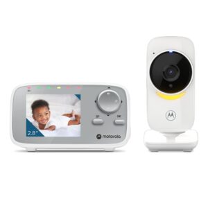 motorola vm482 anxl indoor video baby monitor w/camera & mood light, 1000ft range, 2.8" color screen, 1-way audio, manual pan/tilt, digital zoom, sound level indication, night vision