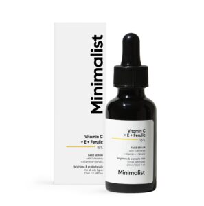 minimalist 16% vitamin c serum with antioxidants for anti aging & glow | reduces skin damage & redness to brighten dull complexion | for all skin types | for women & men | 0.68 fl oz / 20 ml