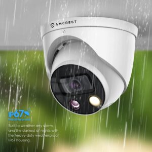 Amcrest UltraHD 4K (8MP) AI Outdoor Security Turret POE IP Camera, 4K @20fps, Face Detection, Vehicle & Human Detection, Spotlight, Built-in Siren Alarm, Built in Microphone, IP8M-TD2685EW-AI