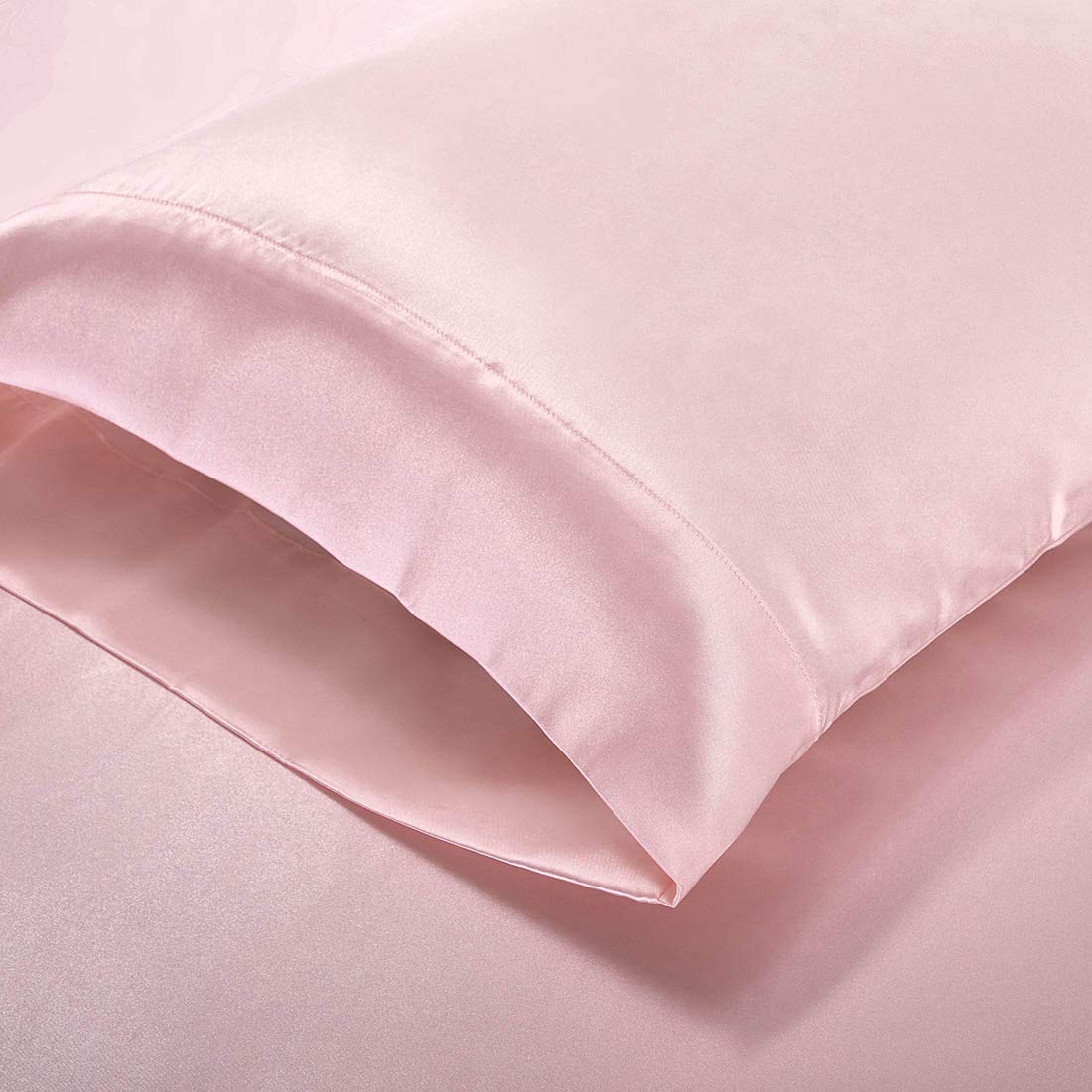 100% Satin Silk Bedding Set with 10-12" Deep Pockets, Cooling Soft, Full 54" X 75" 4 Piece Sheet Set Baby Pink Solid