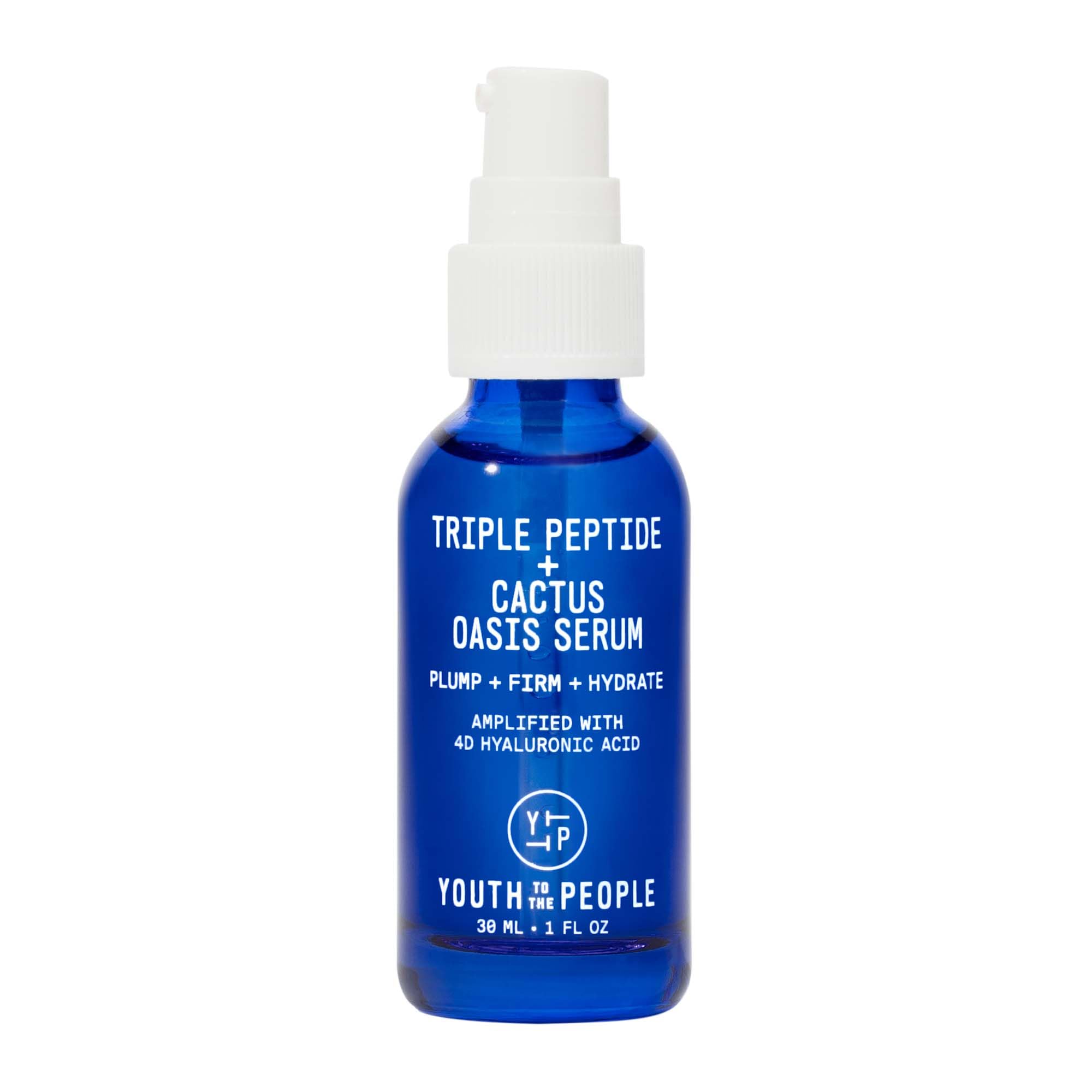 Youth To The People Triple Peptide + Cactus Oasis Face Serum - 4D Hyaluronic Acid Hydrating Serum + Skin Firming Peptides for Face & Malachite Minerals for a 3-in-1 Face Tightening Facial Serum (1oz)