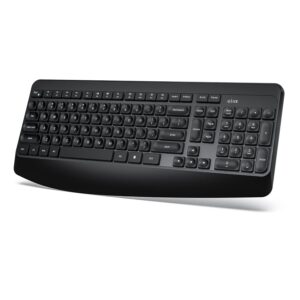 techground ergonomic wireless keyboard, full size 2.4ghz wireless keyboard with palm rest for pc, laptop, windows - black