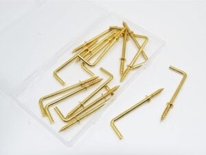 tihil screw-in hooks l shape brass plated self-tapping screws (2 inch)