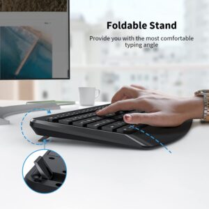 TechGround Ergonomic Wireless Keyboard, Full Size 2.4GHz Wireless Keyboard with Palm Rest for PC, Laptop, Windows - Black