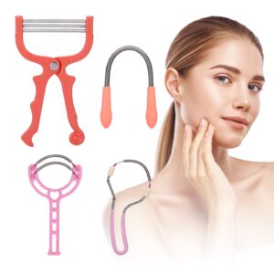 spring hair remover - 4 pack stainless steel spring epilator - facial hair remover for women face, chin hair, upper lip hair, women mustache